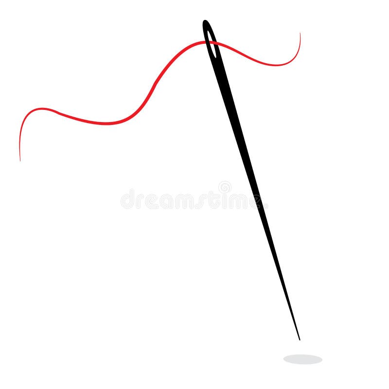 Black Needle with Red Thread. Sewing Needle, Needle for Sewing. Vector ...