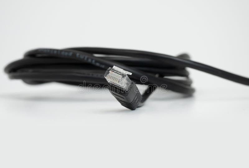Close Up of Black Network Cable. Twisted-pair Cable Stock Photo - Image ...