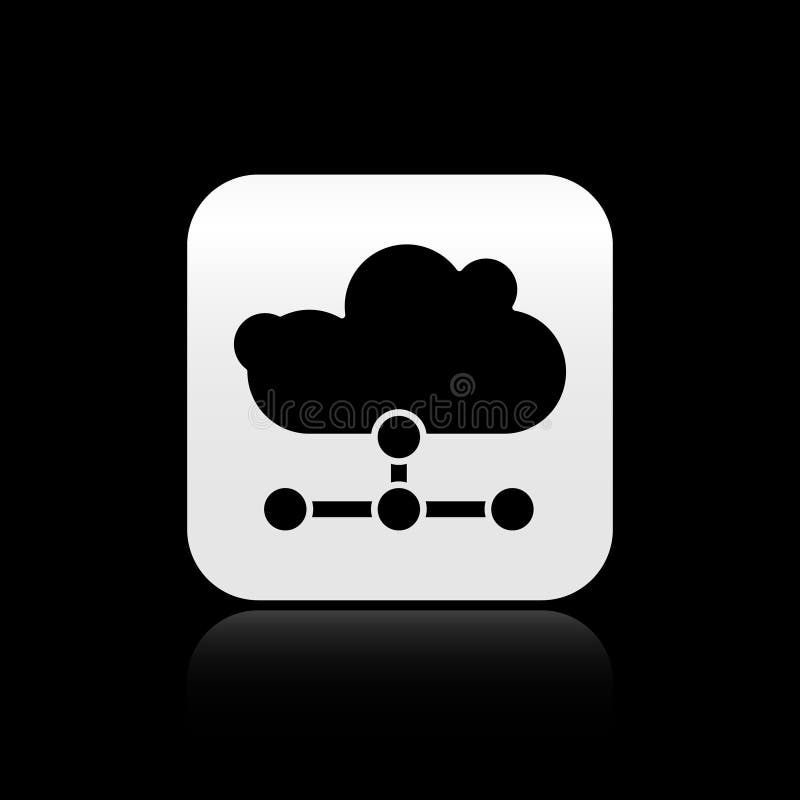 Black Network Cloud Connection Icon Isolated on Black Background ...