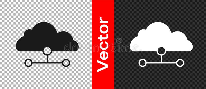 Black Network Cloud Connection Icon Isolated on Transparent Background ...
