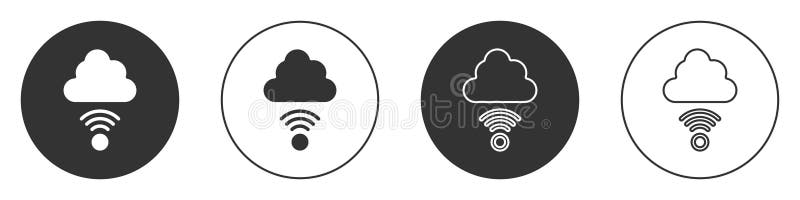 Black Network Cloud Connection Icon Isolated on White Background ...