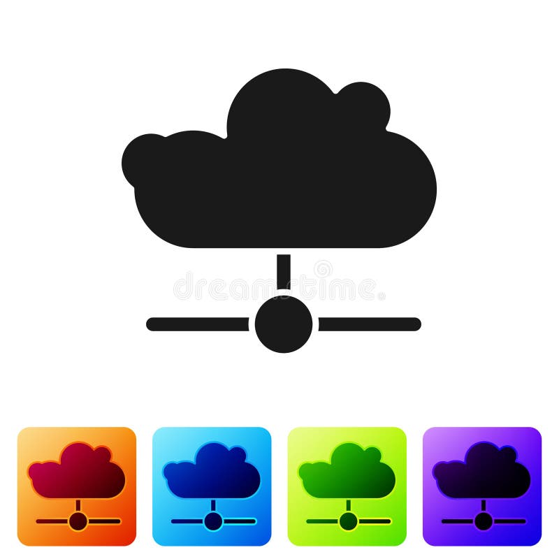 Black Network Cloud Connection Icon Isolated on White Background ...