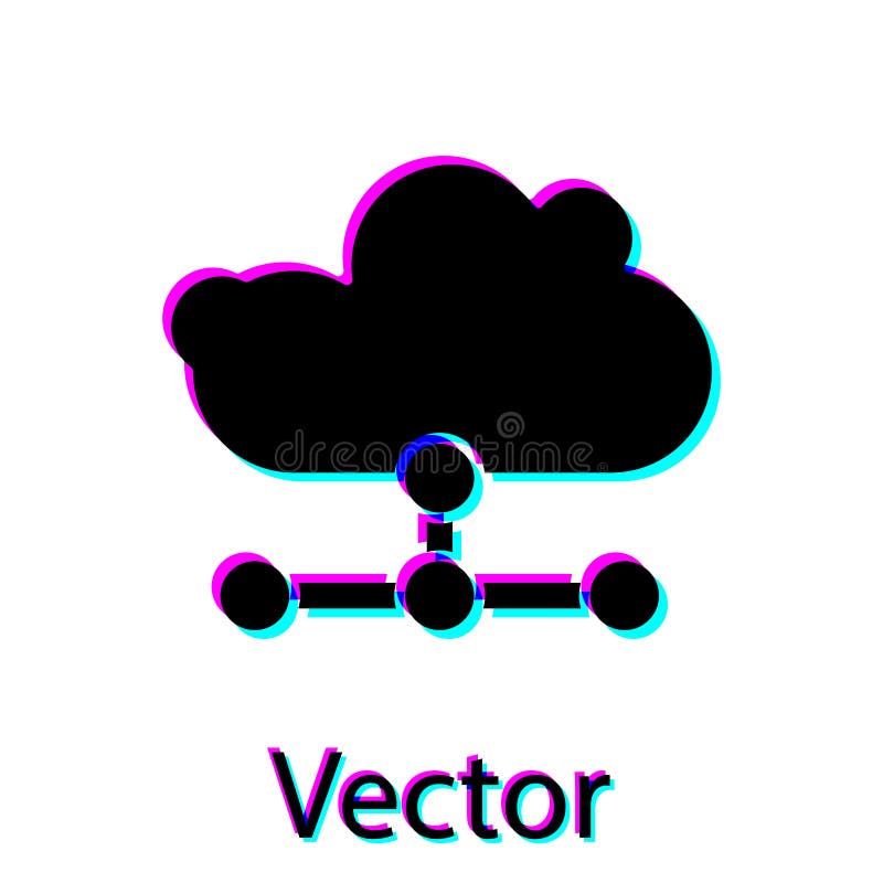 Black Network Cloud Connection Icon Isolated on White Background ...