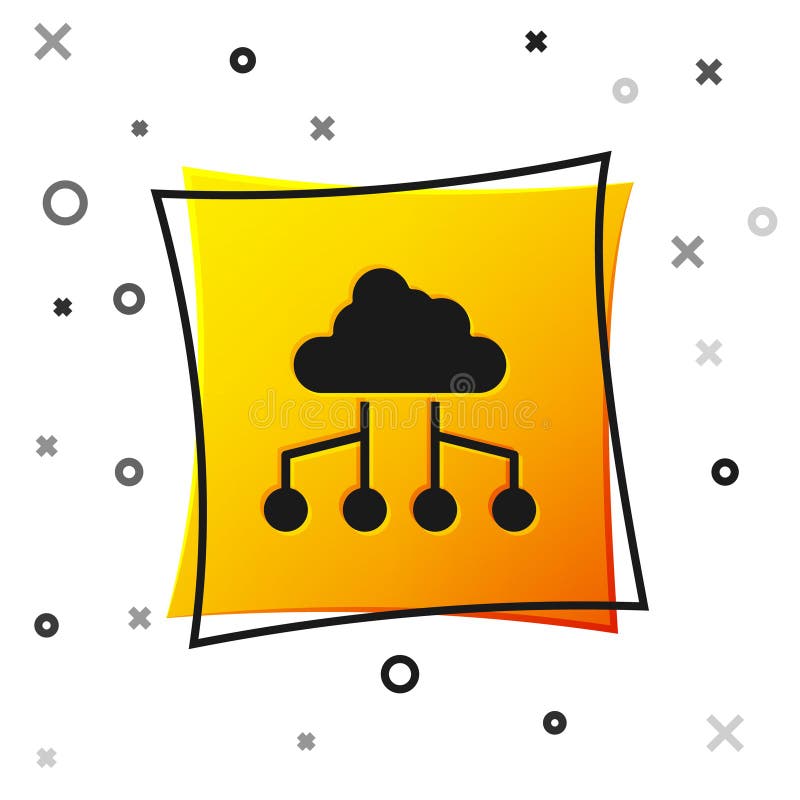 Black Network Cloud Connection Icon Isolated on White Background ...