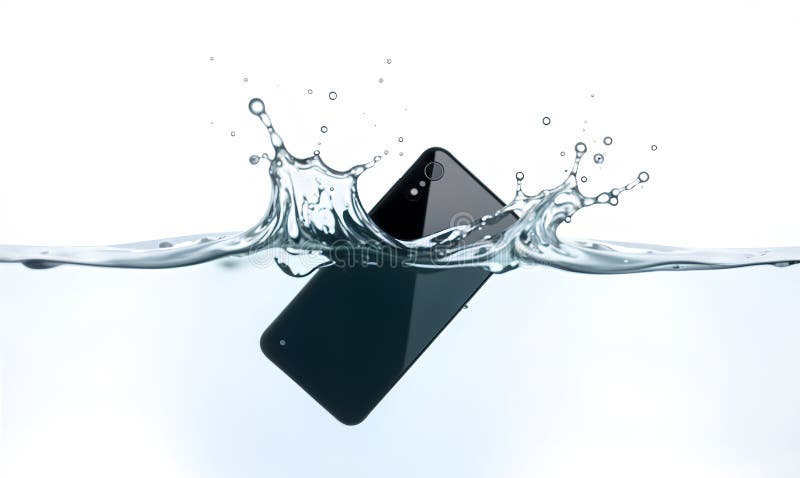 Black New Smartphone Mockup Fall in Water, 3d Rendering. Mobile Smart ...
