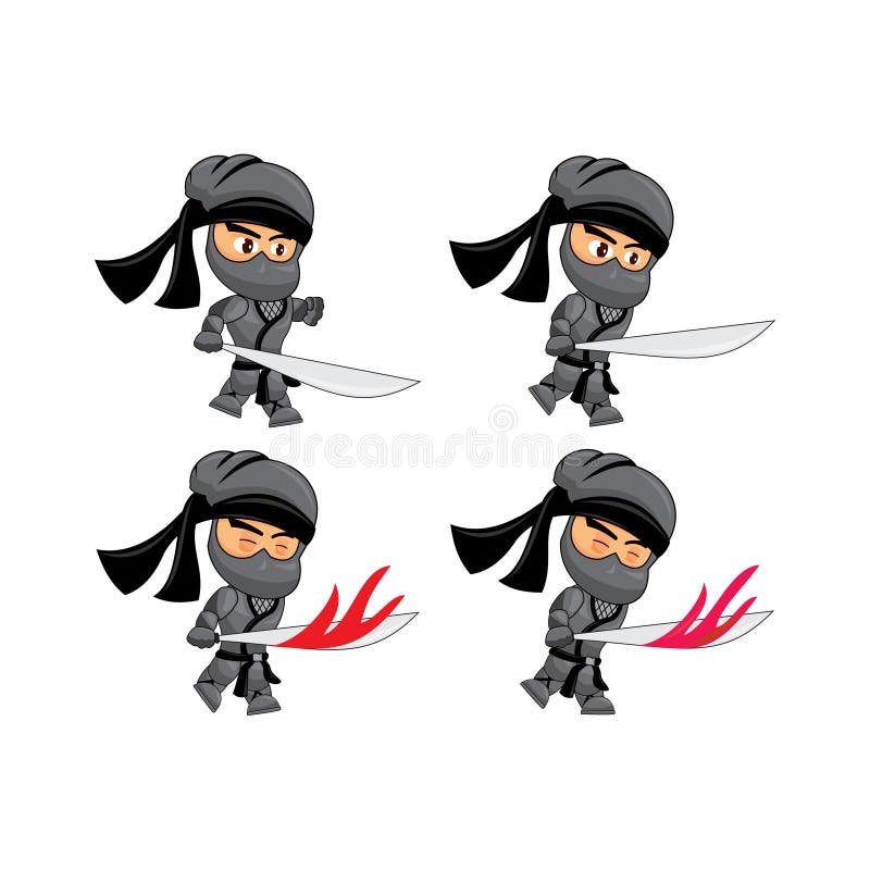 Black Ninja Attack Game Sprites Template Illustration Stock Vector ...
