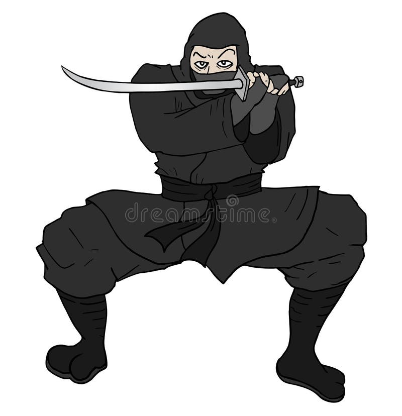 Black ninja draw stock vector. Illustration of drawing - 69370249