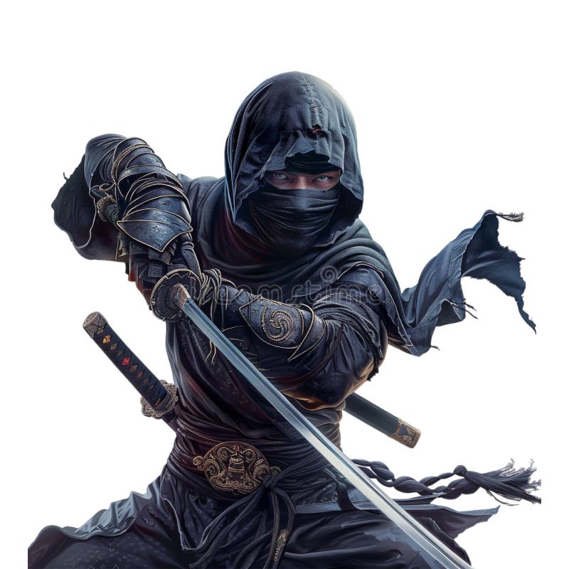 Black Ninja with Rod on Transparent Background - Ai Generated Stock ...