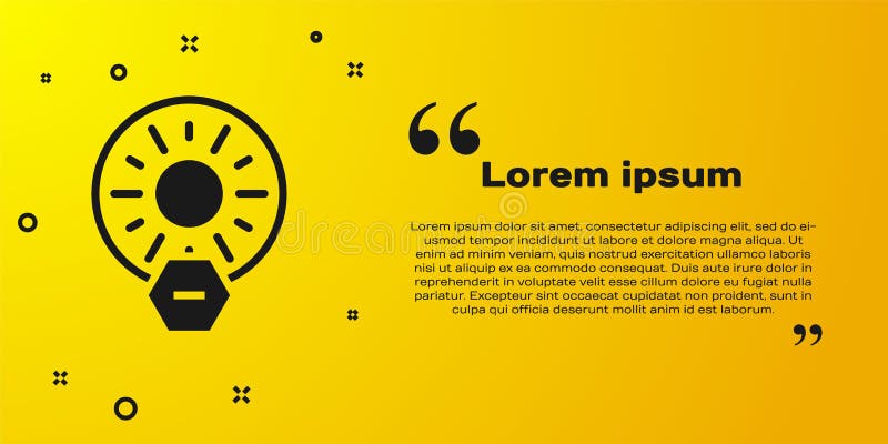 Black No Direct Sunlight Icon Isolated on Yellow Background. Vector ...