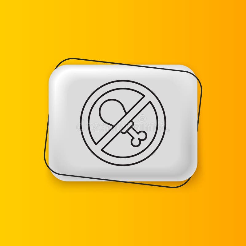 Black No Meat Icon Isolated on Yellow Background. No Fast Food Allowed ...