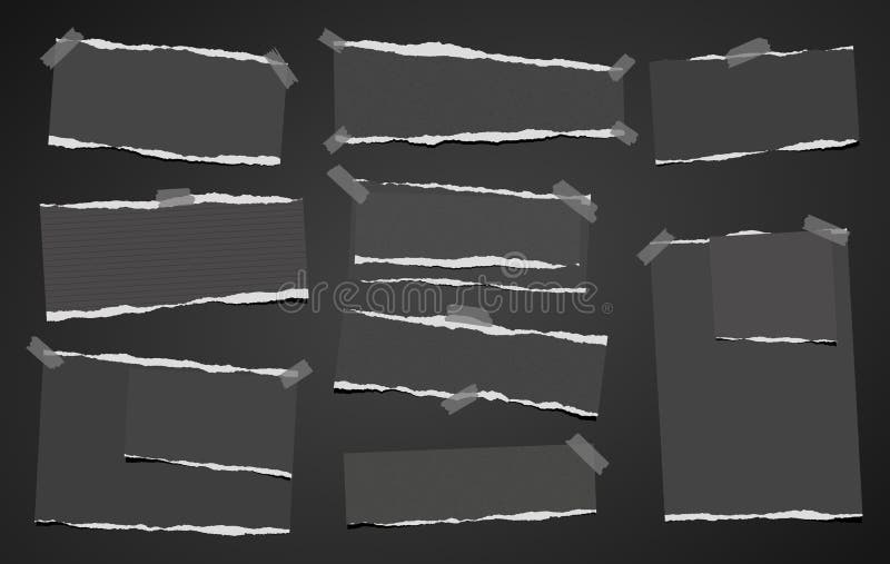 Black Note, Notebook Paper Pieces with Torn Edge Stuck on Dark Gray ...