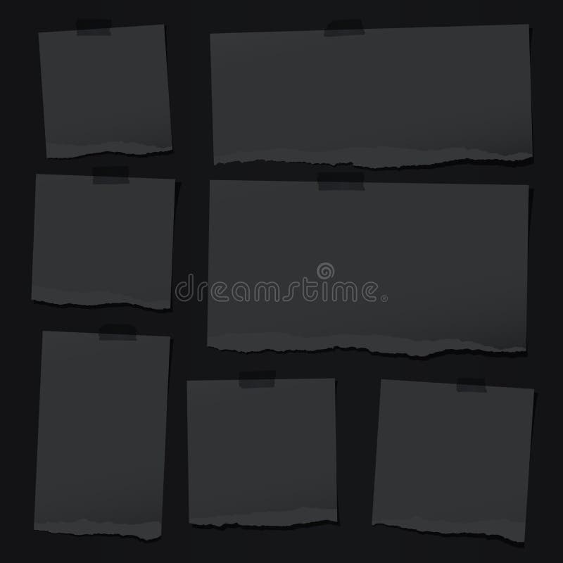 Black Note, Notebook Paper Pieces With Torn Edges Stuck With Sticky ... Black Note, Notebook Paper Pieces With Torn Edges Stuck With Sticky ...