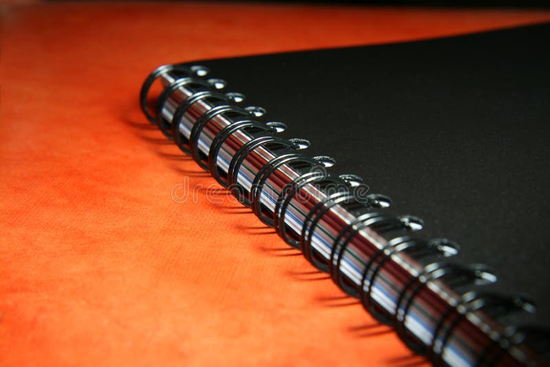 Black Notebook with Leather Covers in Perspective Stock Image - Image ...