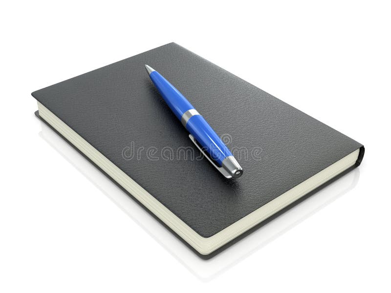 Black Notebook with Leather Covers in Perspective Stock Image - Image ...