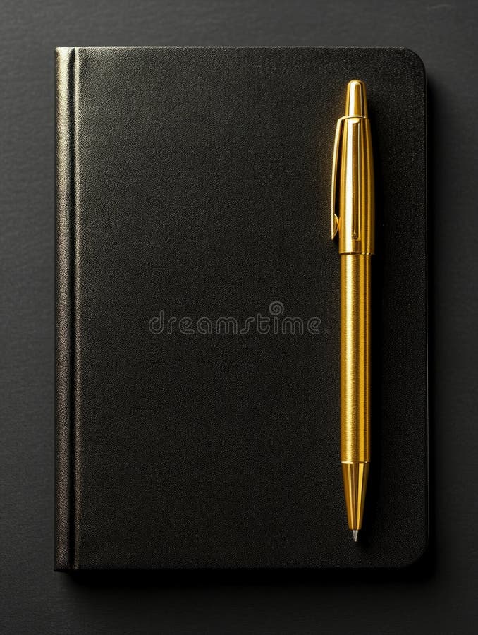 Black Notebook Gold Pen Dark Surface Stock Photos - Free & Royalty-Free ...