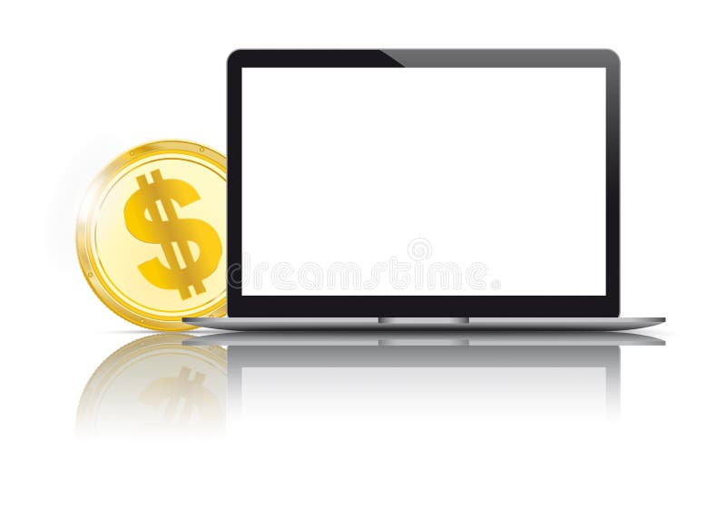 Black Notebook Golden Dollar Coin Stock Illustration - Illustration of ...