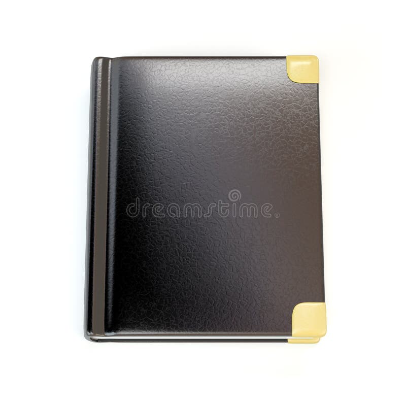 Black Notebook with Leather Covers in Perspective Stock Image - Image ...