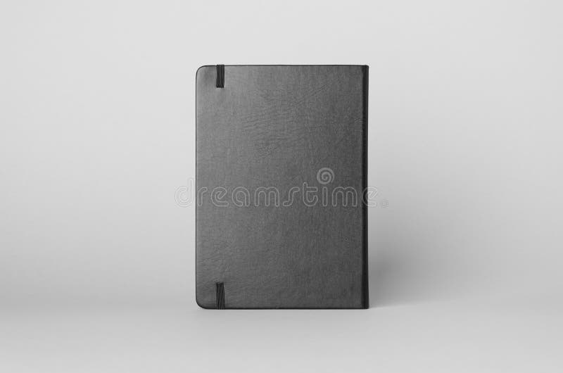 Black Notebook Mockup on a Grey Background. Backside Stock Photo ...