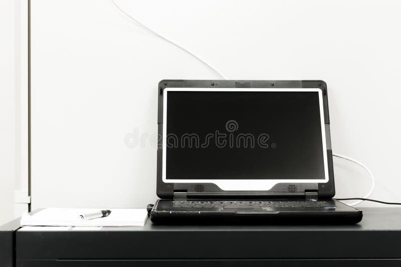 Black Notebook with Opened Display Stock Photo - Image of communication ...