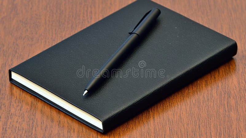 Black Notebook, Pen, Wood Desk, Meeting Notes, Business Stock Photo ...