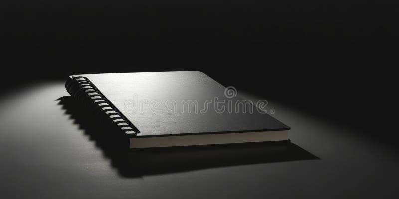 A Black Notebook with a Silver Spine Sits on a Table Stock Illustration ...