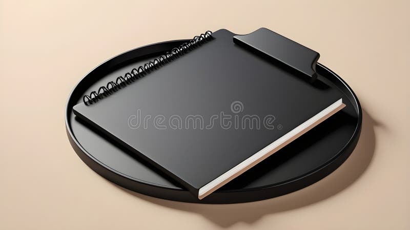Black Notebook on Tray stock illustration. Illustration of surface ...