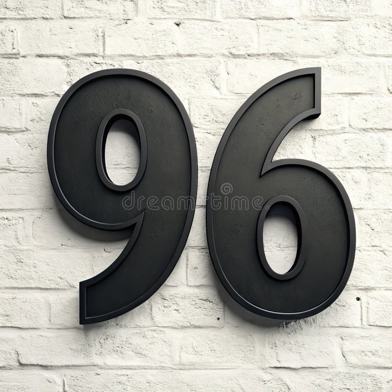 Black Number 96 on Brick Wall, 3D Render, Number Design, Number 96 ...