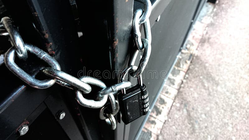 Black Number Code Lock and Chain Stock Image - Image of lock, black ...