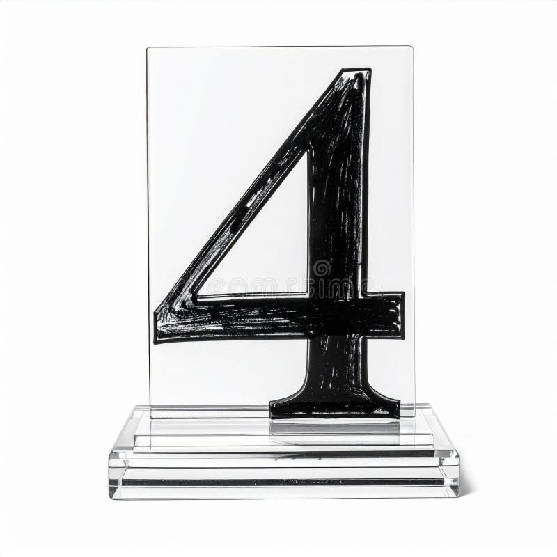 Black Number Four on Acrylic Stand Stock Illustration - Illustration of ...
