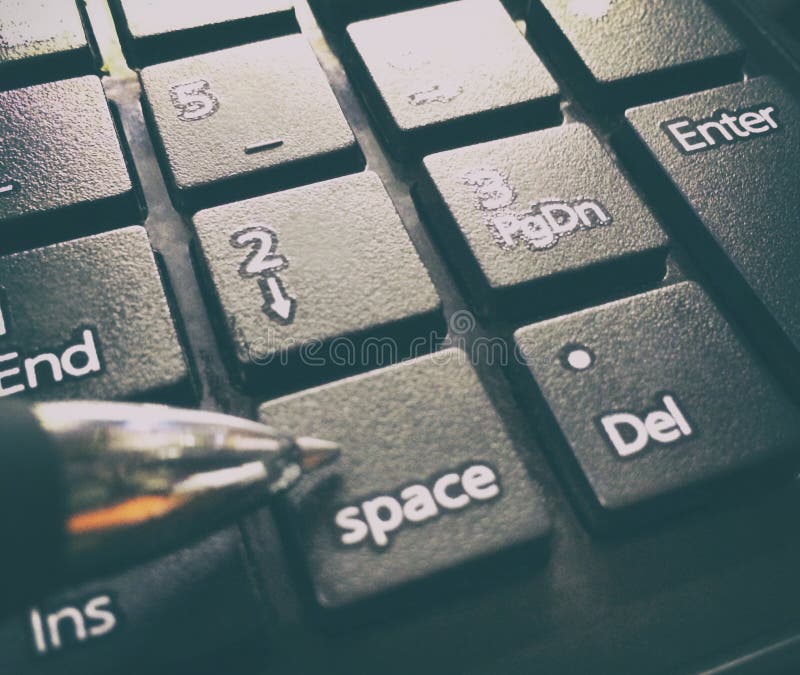 Black Number Key Pad with Pen Pointing at Space. Stock Photo - Image of ...