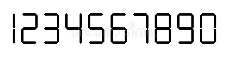 Black Numbers for Electronic Clock and Time Template. Set for Digital ...