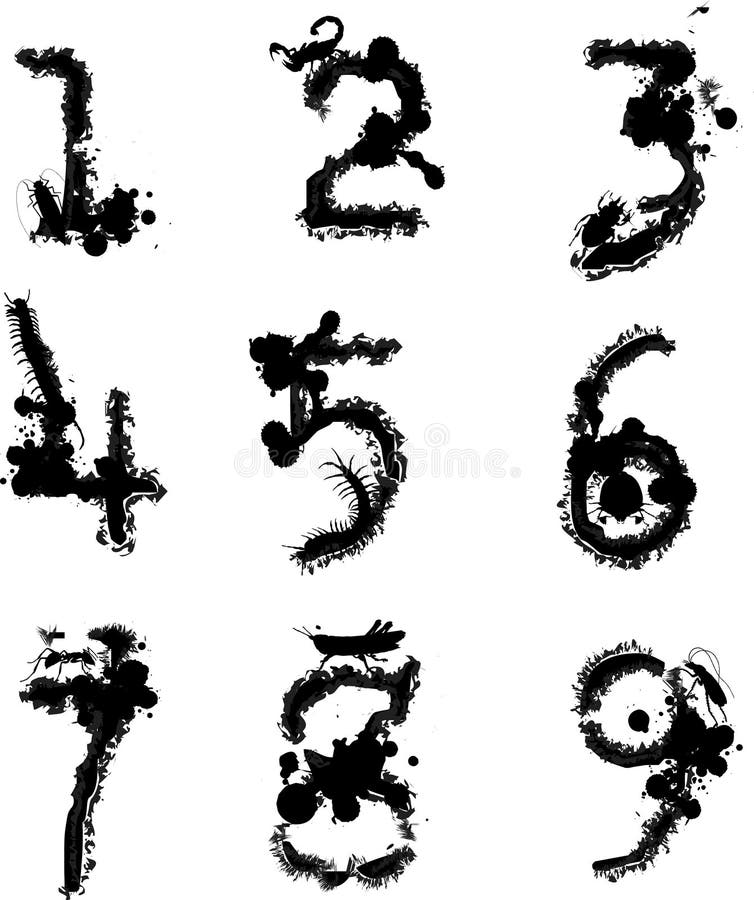 Black numbers from insects stock illustration. Illustration of film ...