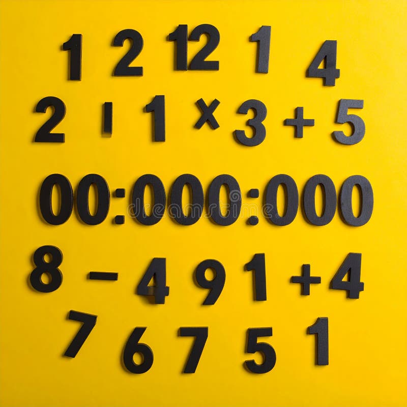 Numbers and Mathematical Symbols on Yellow Background Stock Photo ...