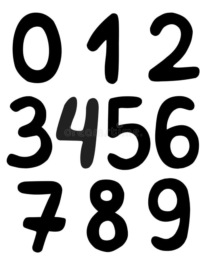 Black Numbers Silhouettes Set Hand Drawn Vector Illustration Isolated ...