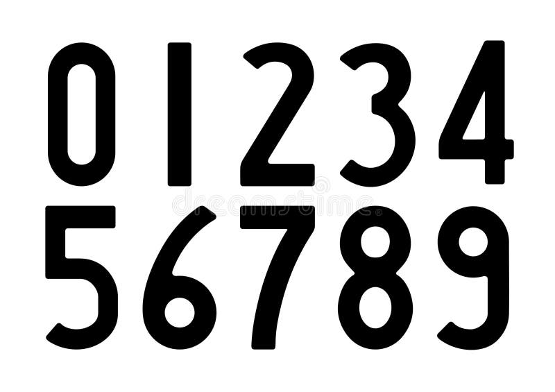 Black Numbers from Zero To Nine Stock Illustration - Illustration of ...