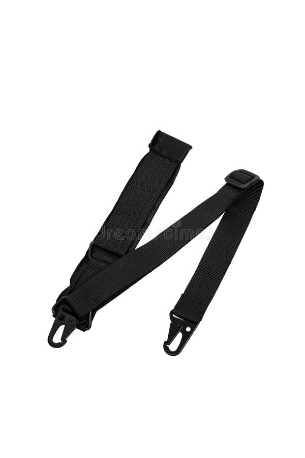 Black Nylon Shoulder Strap for a Gun Isolated on White Back Stock Image ...