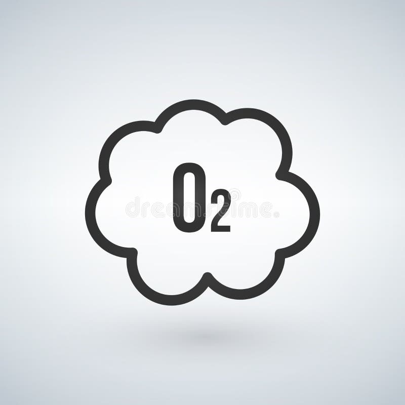 Black O2 Cloud Oxygen Icon, Vector Illustration Isolated on White ...