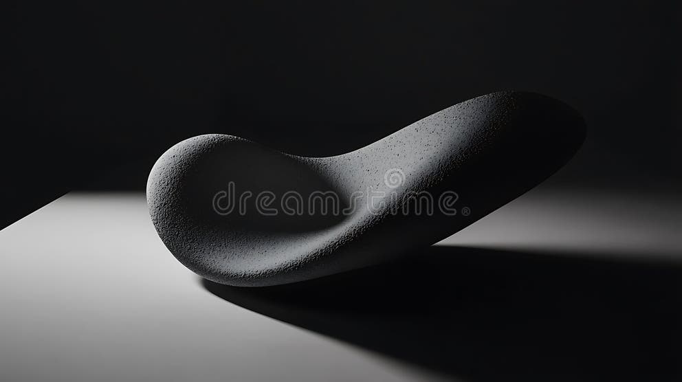 A Black Object with a Curved Shape is on a White Surface Stock ...