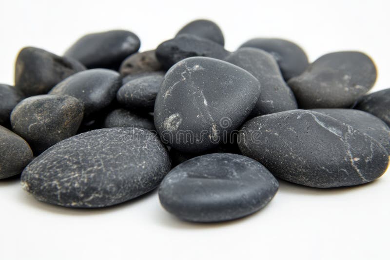 Black Obsidian Stones on White Background. Neural Network AI Generated ...