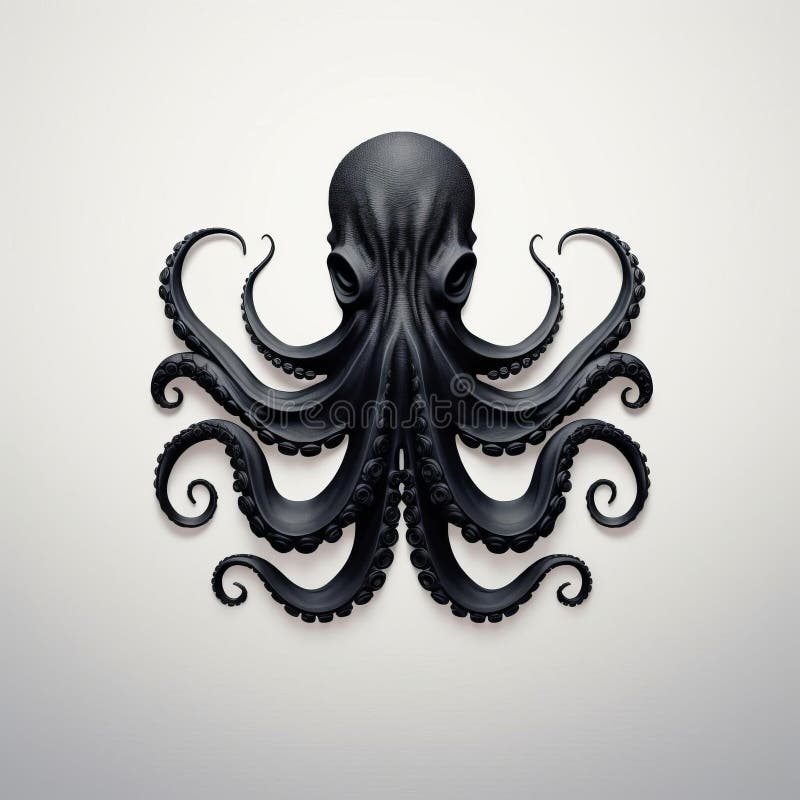 Black Octopus: Abstract Illustration Design with Realistic Portrayal of ...