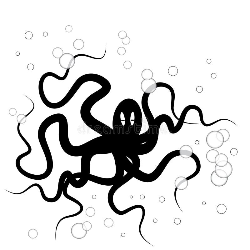 Black Octopus stock vector. Illustration of water, background - 32486293