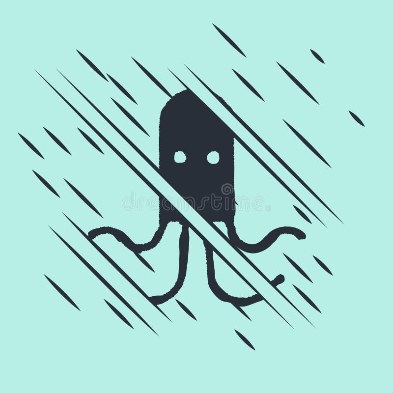 Black Octopus Icon Isolated on Green Background. Glitch Style Stock ...