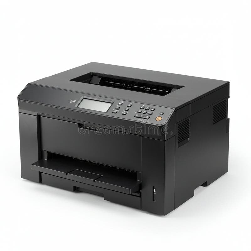 Black Office Printer with a Digital Display and Control Panel on Top ...