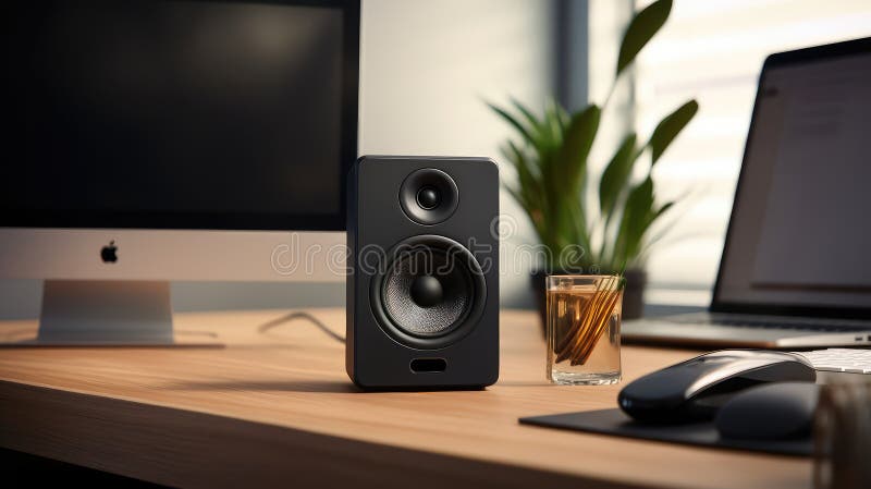 Black office speaker stock illustration. Illustration of device - 339974968
