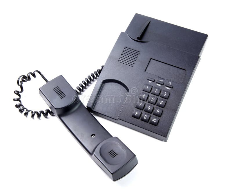 Black Office Telephone Isolated Stock Image - Image of receiver, global ...