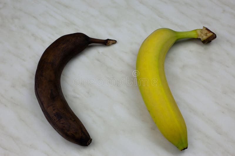 Rotten Banana Next To Fresh Banana Stock Image - Image of ripe, healthy ...