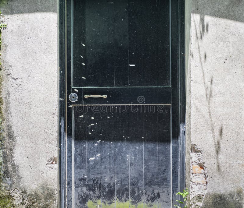 Old Black Old Door with Light Shadow Stock Image - Image of entrance ...