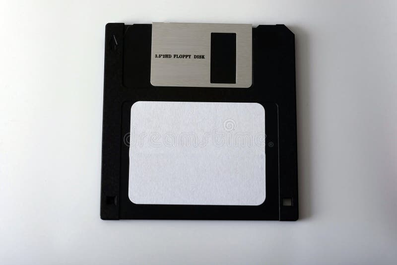 Black Old 3.5 Inch Floppy Disk with Empty Label Isolated on White Stock ...