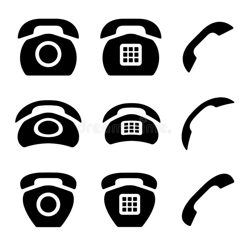 Black Old Phone and Receiver Icons Stock Vector - Illustration of ...