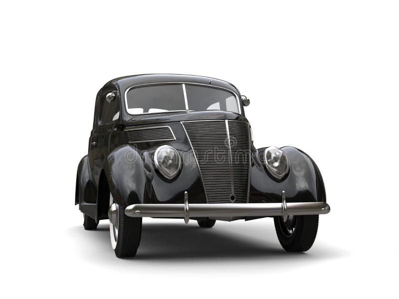 Black Old Timer Vintage Car - Front Shot Stock Illustration ...